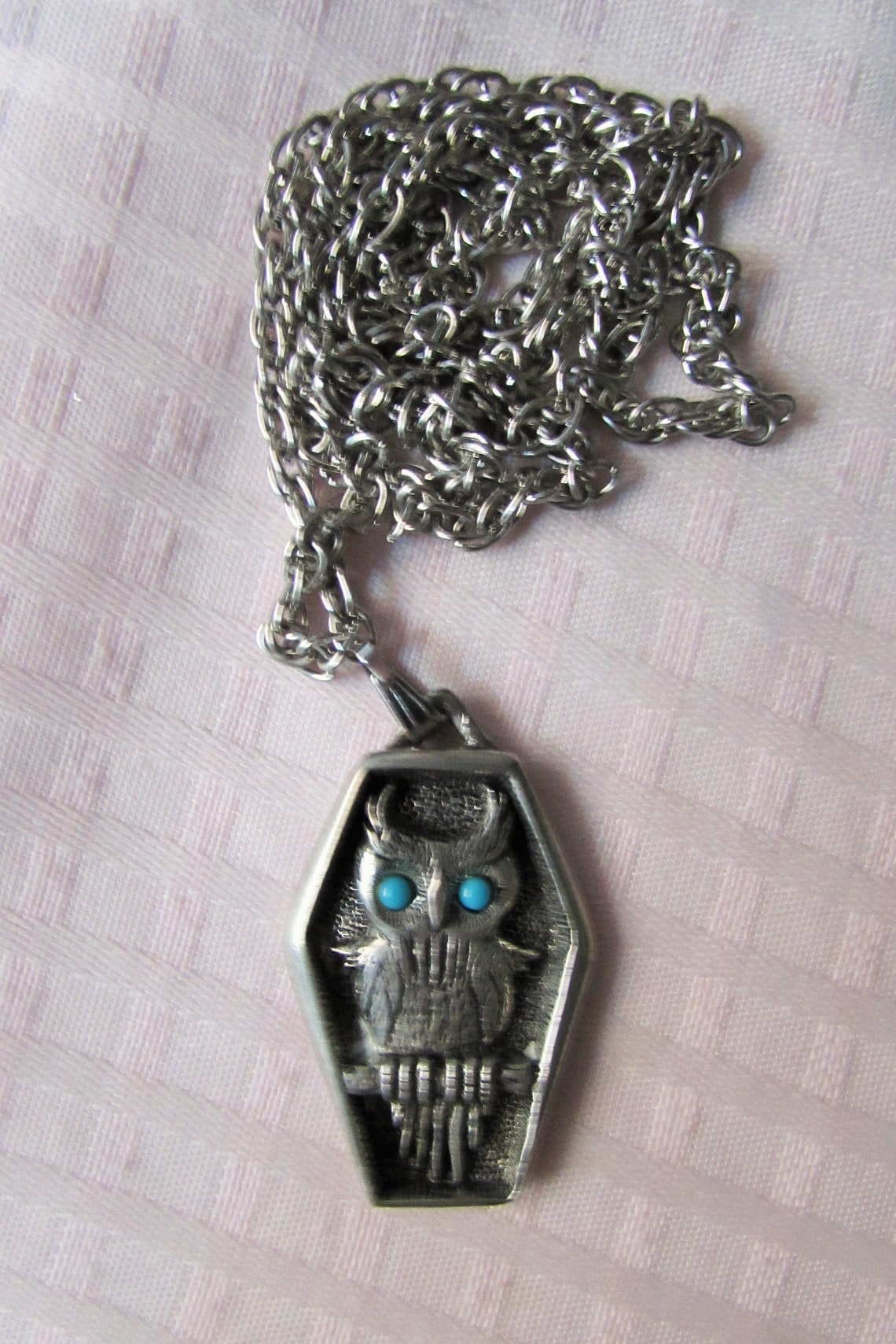 OWL Necklace Turquoise Colored Eyes Signed J. RITTER Pendant - Etsy