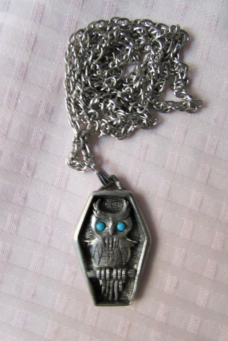OWL Necklace Turquoise Colored Eyes Signed J. RITTER Pendant - Etsy