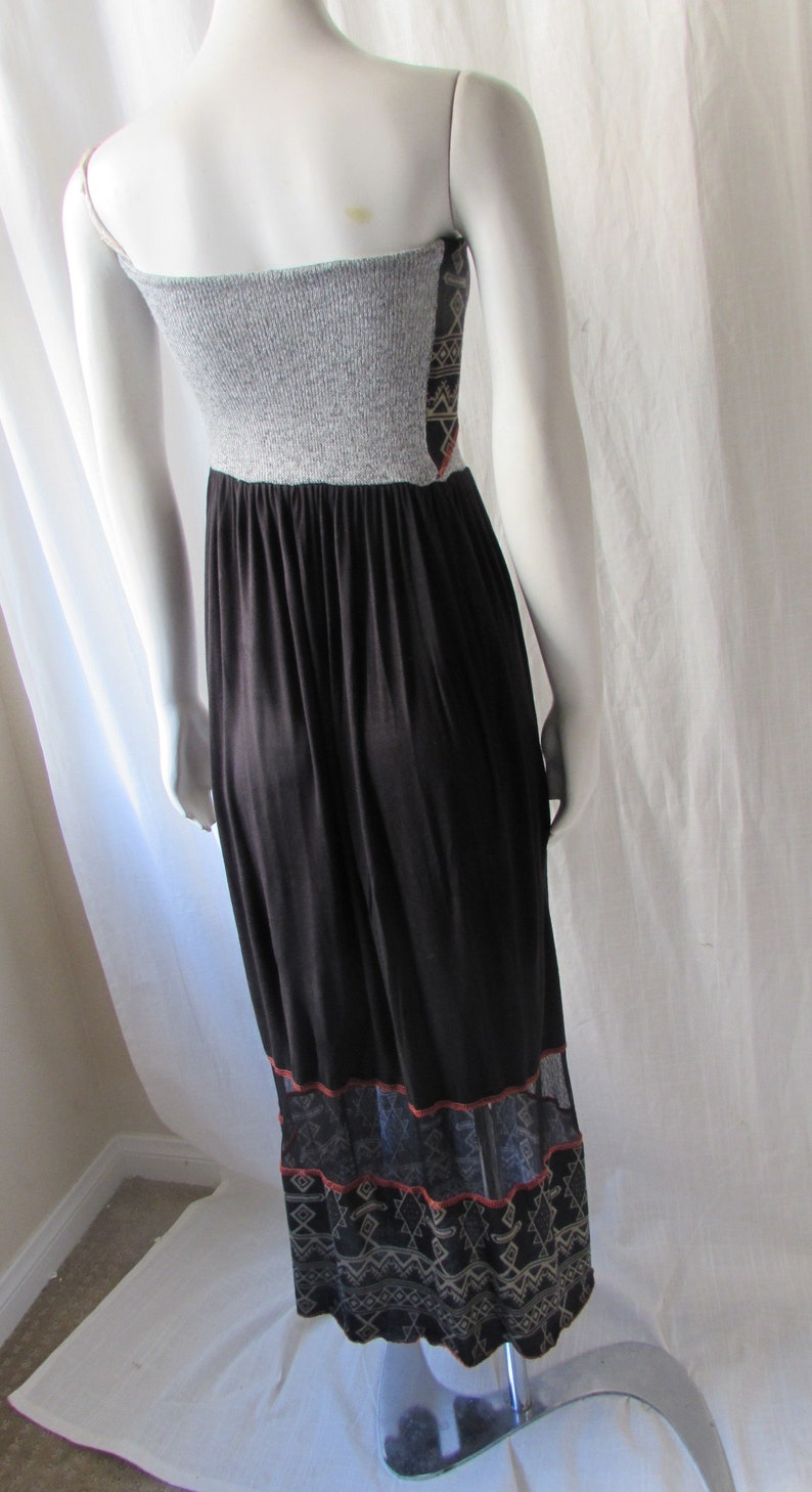 Long Dress Knit Sheer Bottom Hem Shoulderless Small Made in - Etsy