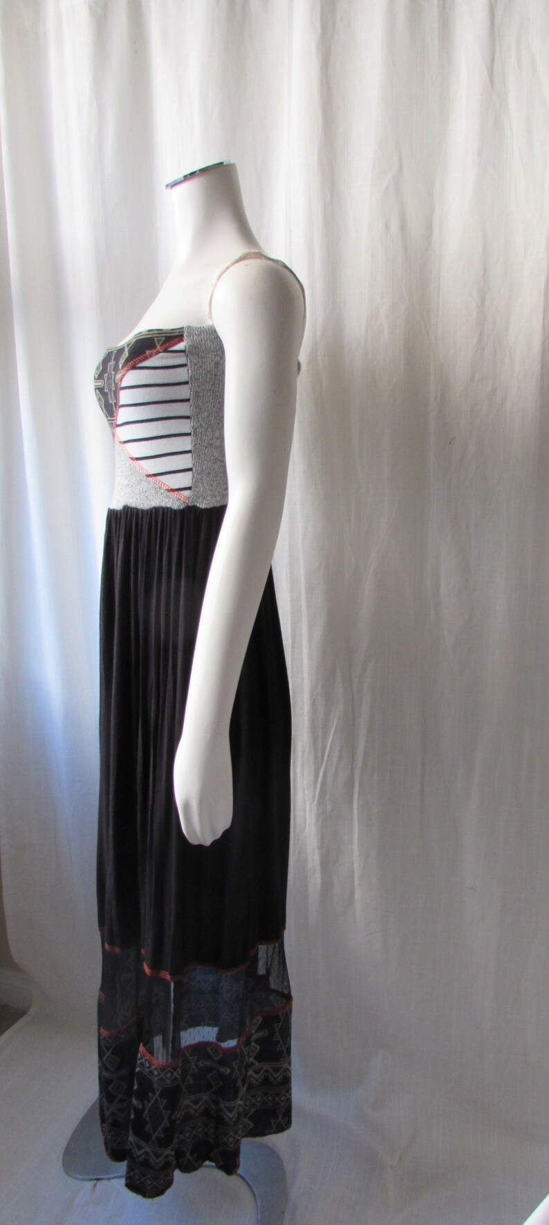 Long Dress Knit Sheer Bottom Hem Shoulderless Small Made in - Etsy