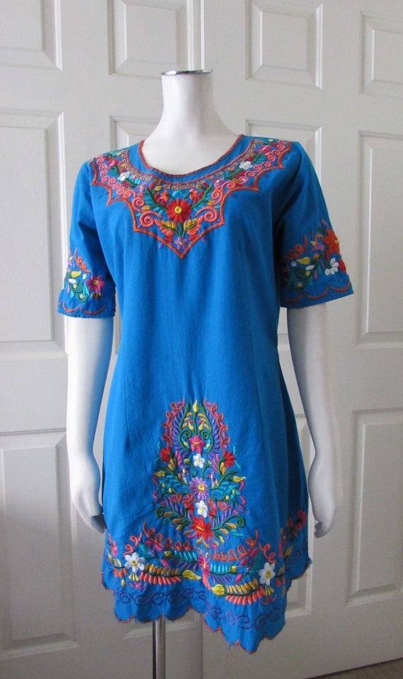 Mexican Fiesta dress, hand embroidered dress, vintage… - Gem