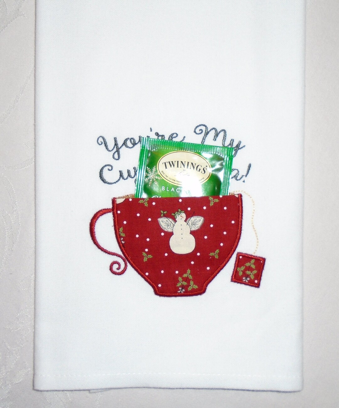 You're My Cup of Tea Kitchen Towel With Pocket Cup-snow Angel Print ...