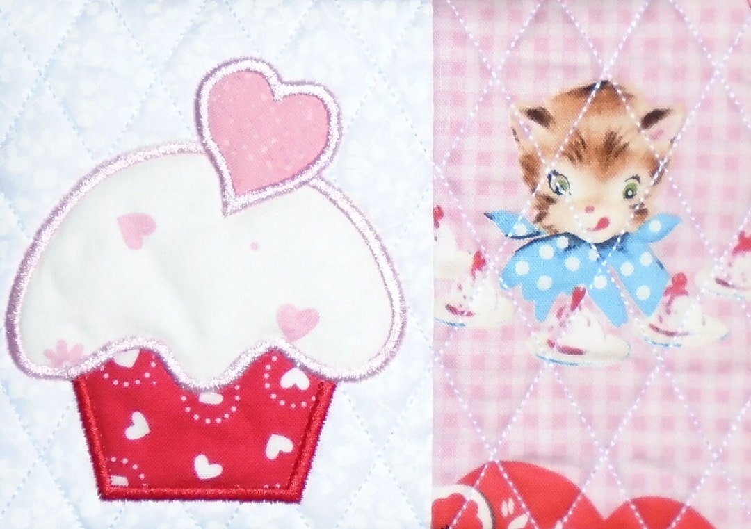 Cupcake Mug Rug With Vintage Look Valentine Print Fabric - Etsy