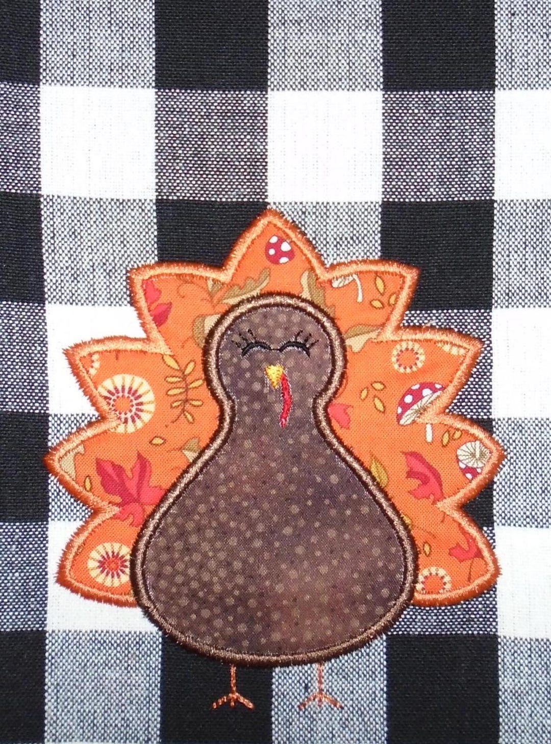 Black and White Check Appliqued Turkey Kitchen Towel - Etsy