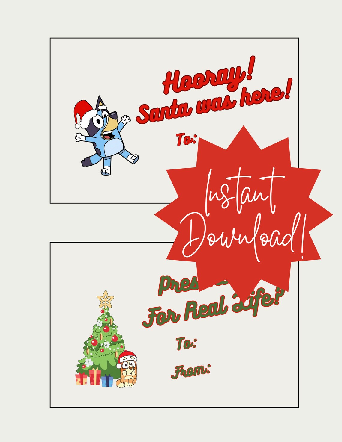 Bluey and Bingo Printable Christmas Gift Labels. Instant Download. - Etsy