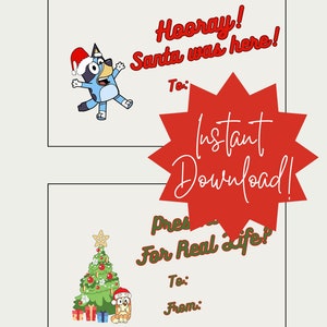 Bluey and Bingo Printable Christmas Gift Labels. Instant Download. - Etsy