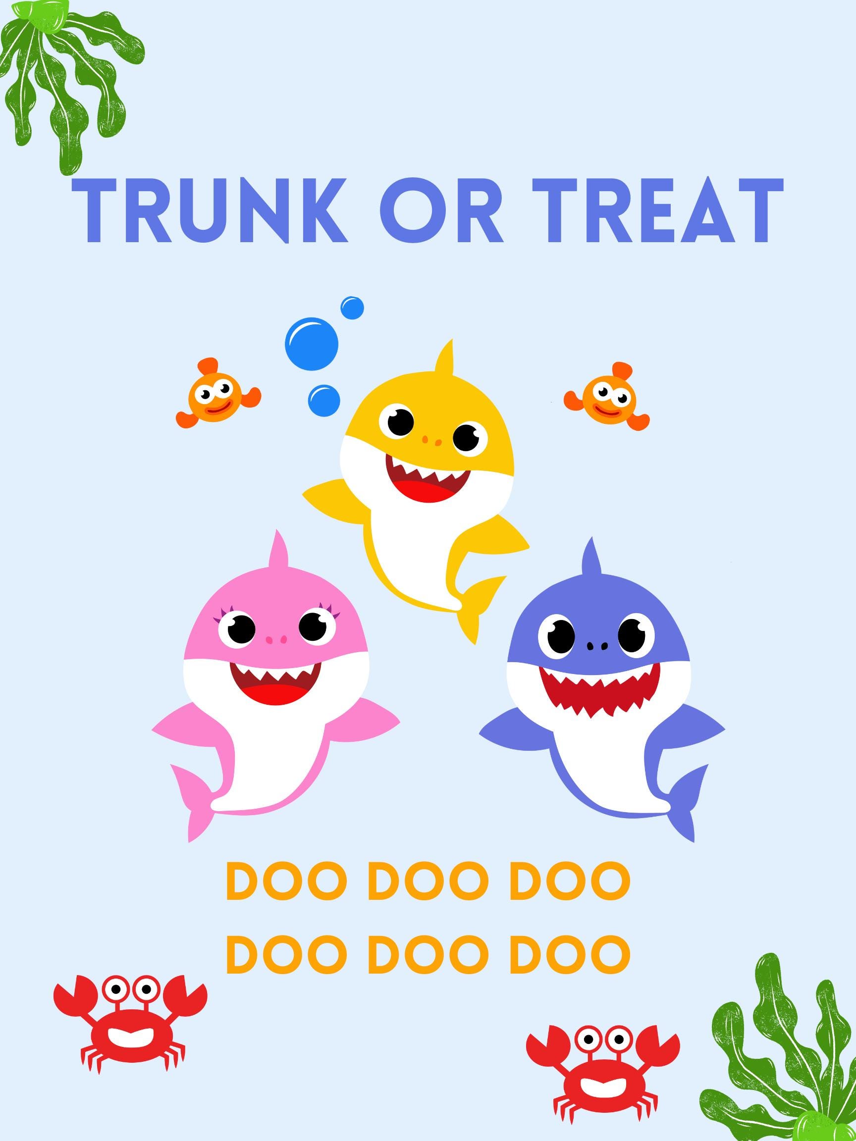 Baby Shark Trunk or Treat Poster, Baby Shark Halloween Poster, Instant ...