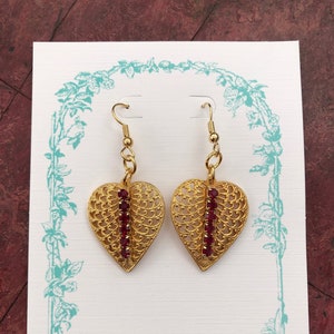 IBA Filigree HEART Earrings RUBY Red Rhinestones Inspired by Amber ...