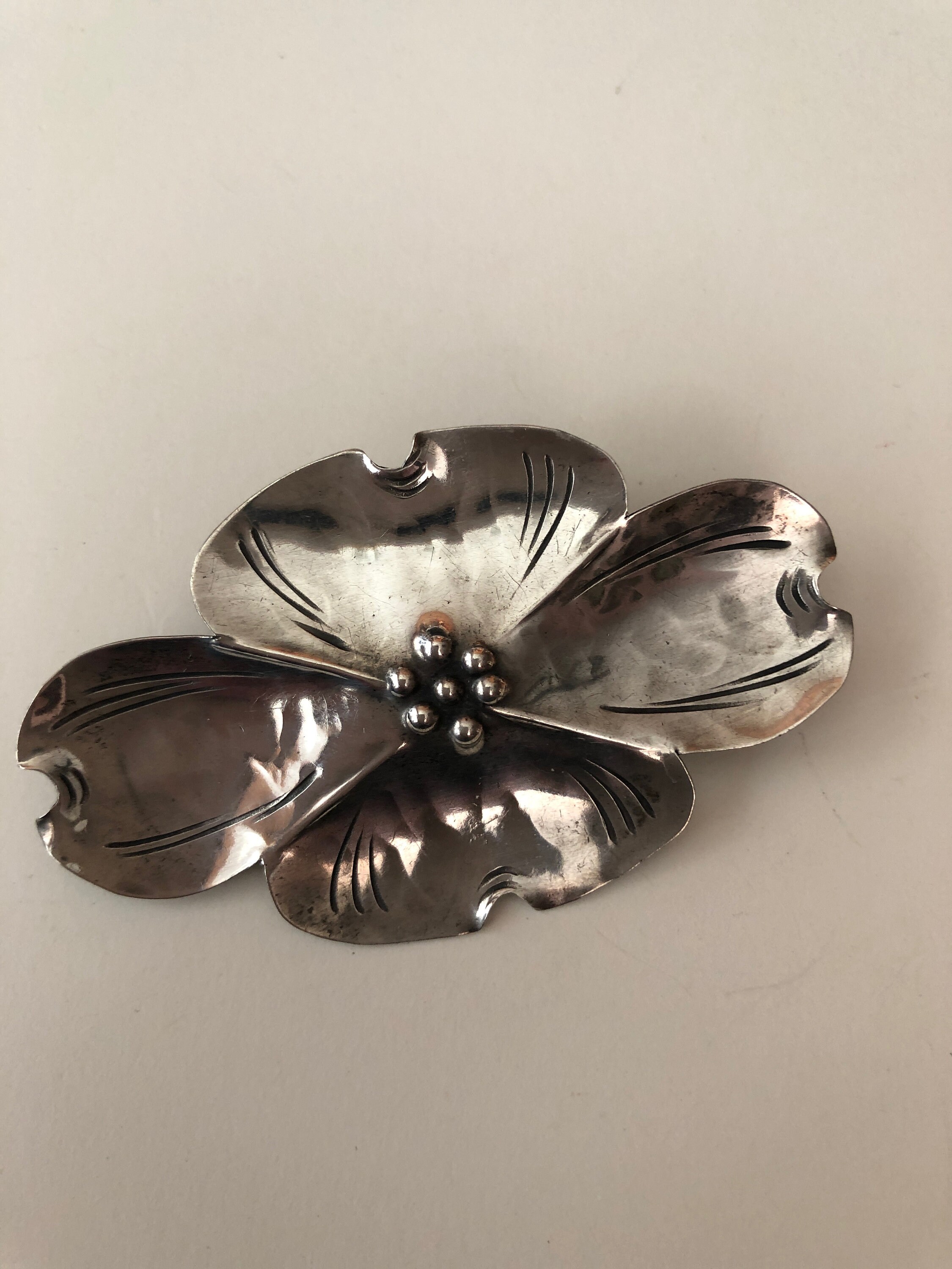 Mid-century Dogwood Pin HAND WROUGHT Sterling Silver DOGWOOD - Etsy