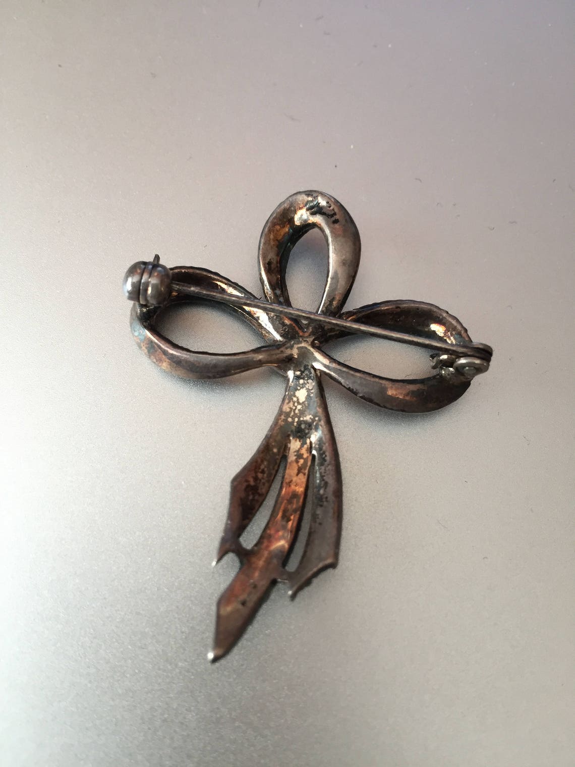 ART DECO Bow Pin 835 SILVER and Marcasites European Silver | Etsy