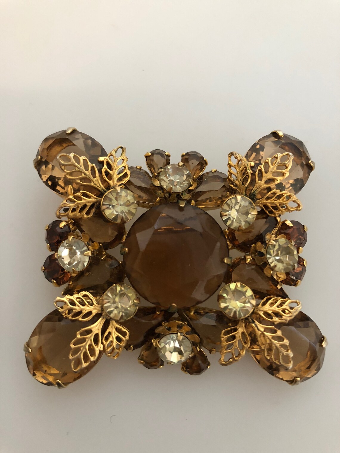 Vintage JULIANA RHINESTONE Brooch Topaz Rhinestones Layered - Etsy