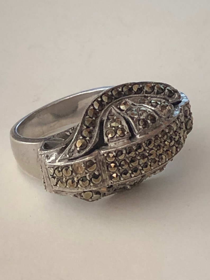 Vintage Silver & MARCASITE Ring European Silver Marked 835 Gorgeous ...
