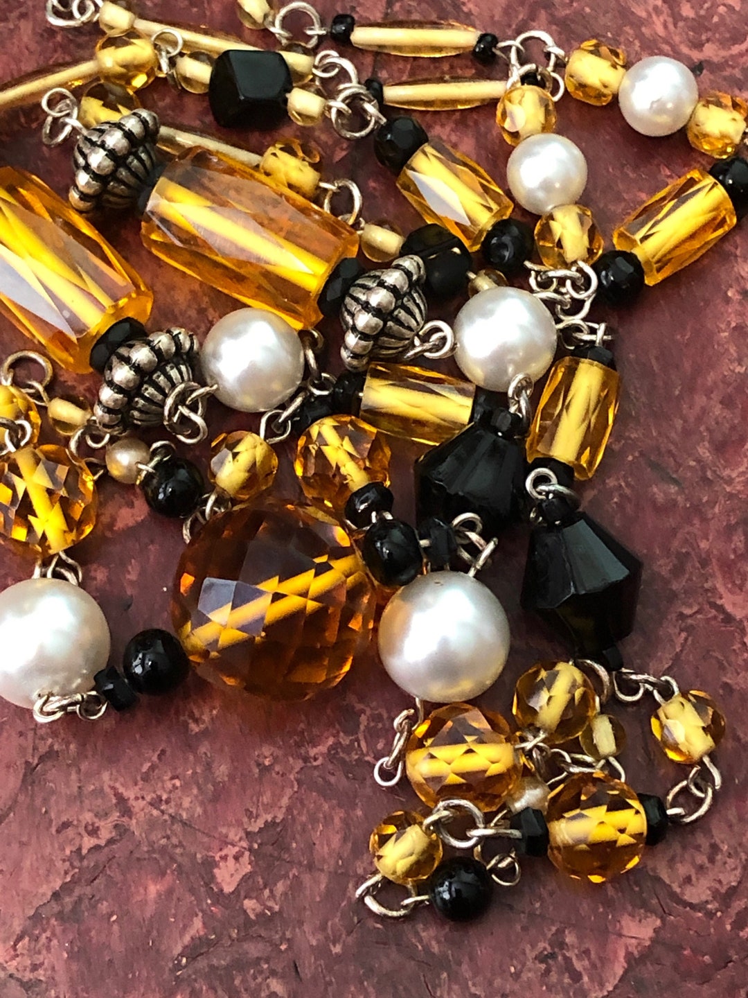 Handmade IBA Flapper Style Beaded Necklace 36" Long Czech Glass Beads ...