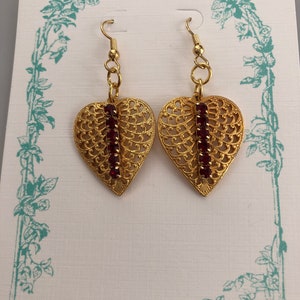 IBA Filigree HEART Earrings RUBY Red Rhinestones Inspired by Amber ...