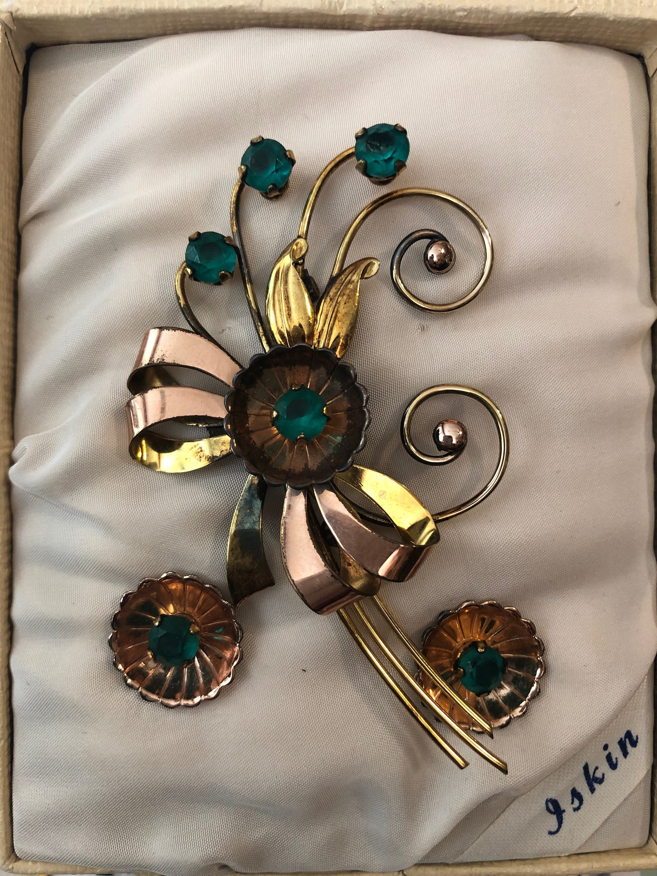 1940s Vintage HARRY ISKIN Brooch and Earring Set in ORIGINAL - Etsy