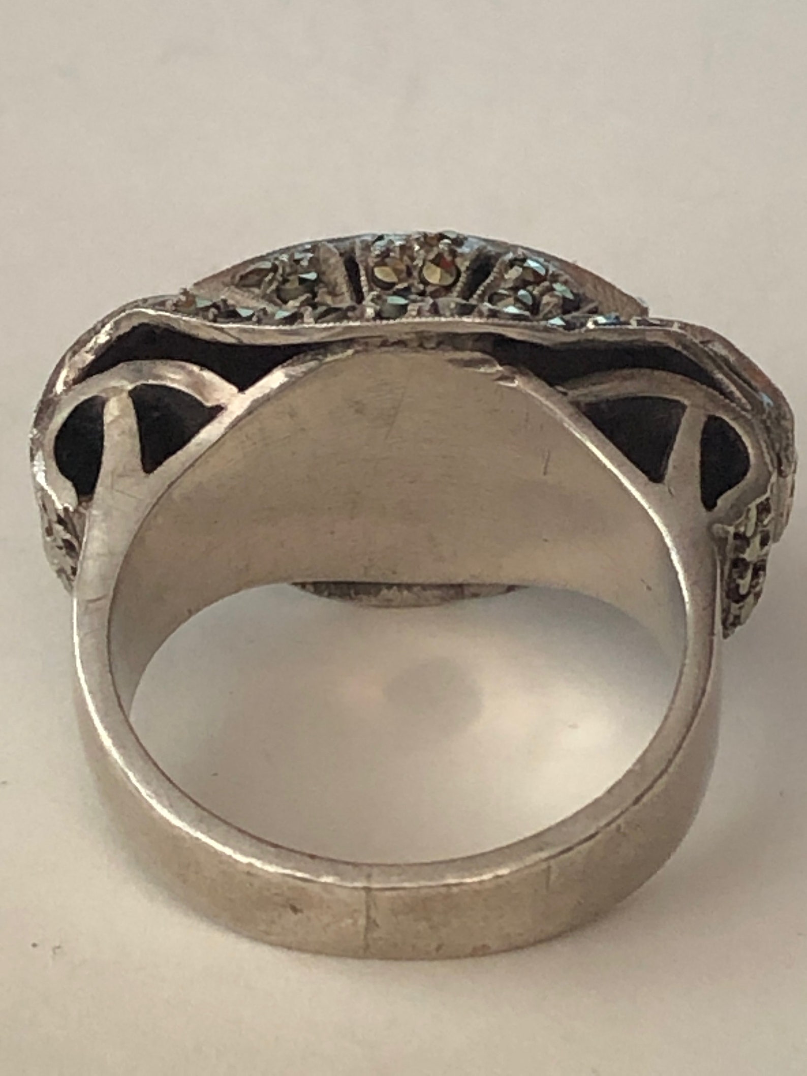 Vintage Silver & MARCASITE Ring European Silver Marked 835 Gorgeous ...