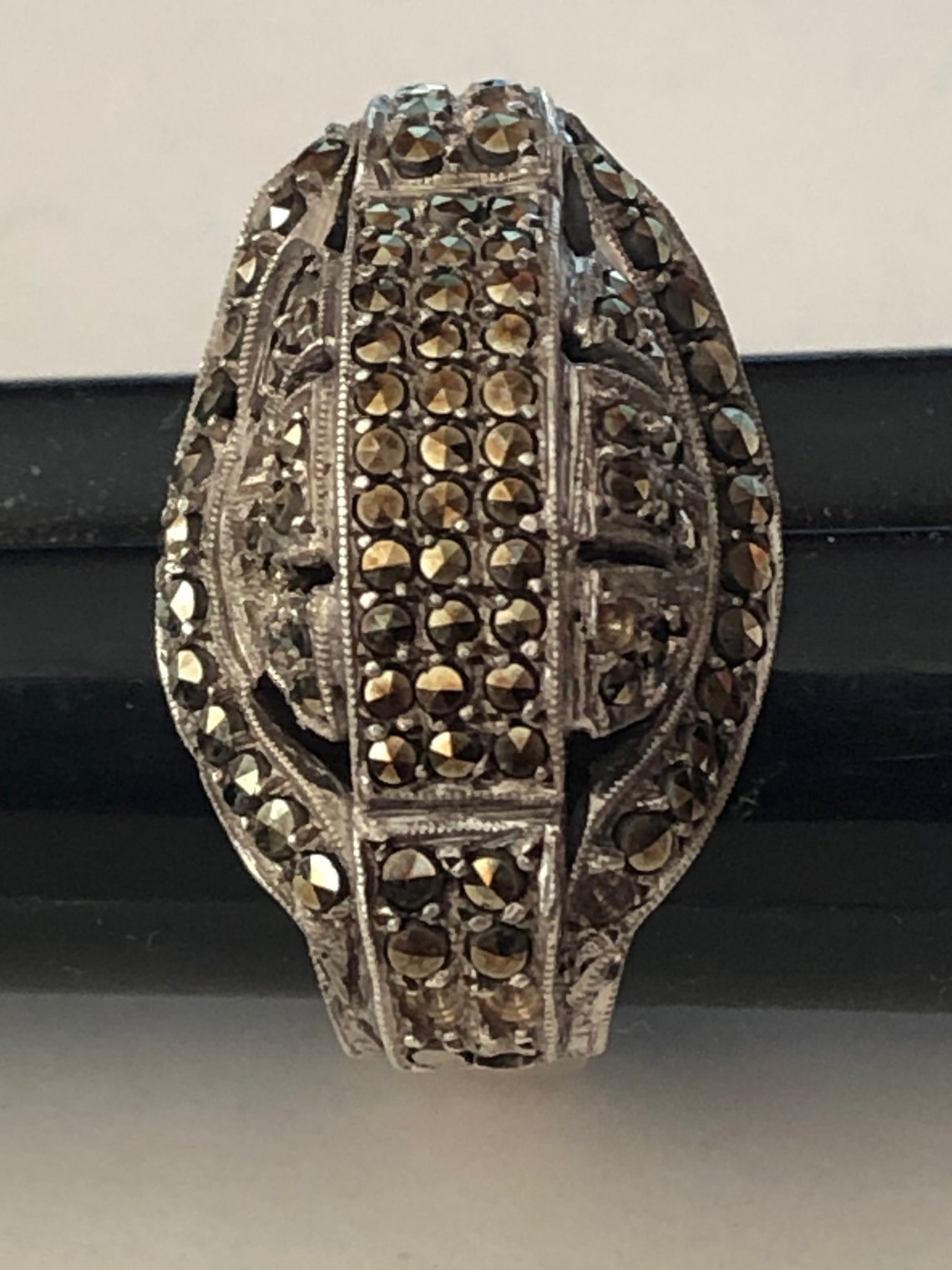 Vintage Silver & MARCASITE Ring European Silver Marked 835 Gorgeous ...
