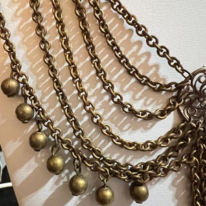 1930s Vintage BRASS FESTOON Necklace Filigree Focal Point Multiple ...