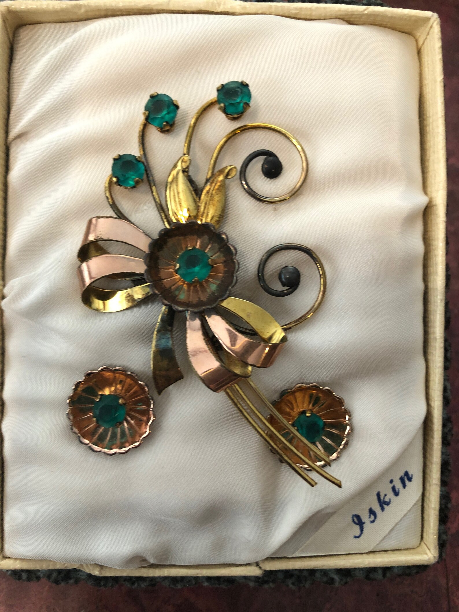 1940s Vintage HARRY ISKIN Brooch and Earring Set in ORIGINAL | Etsy