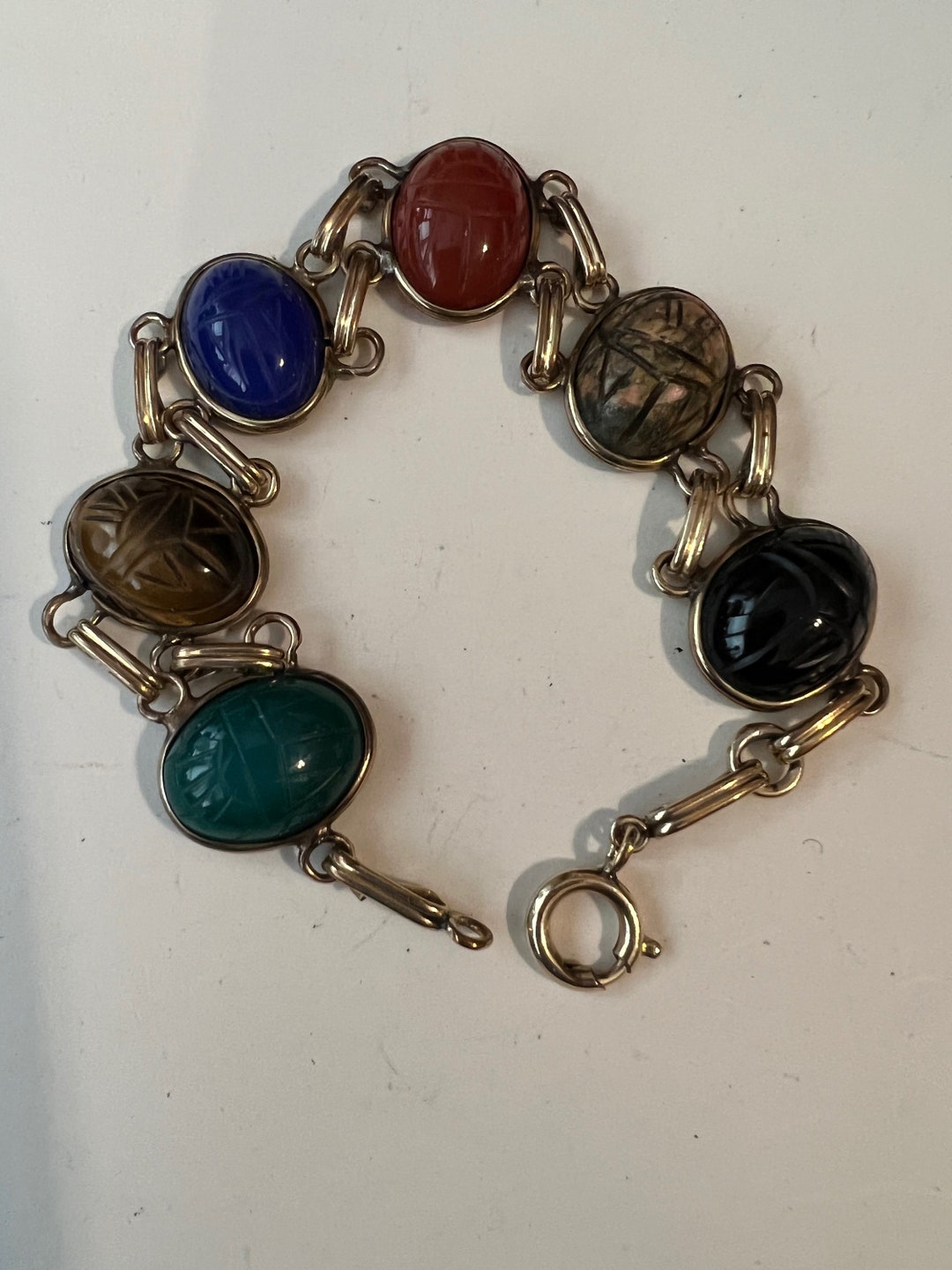 1960s Vintage GOLD FILLED SCARAB Bracelet Gold Filled Metal Genuine ...