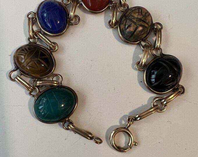 1960s Vintage GOLD FILLED SCARAB Bracelet Gold Filled Metal Genuine ...