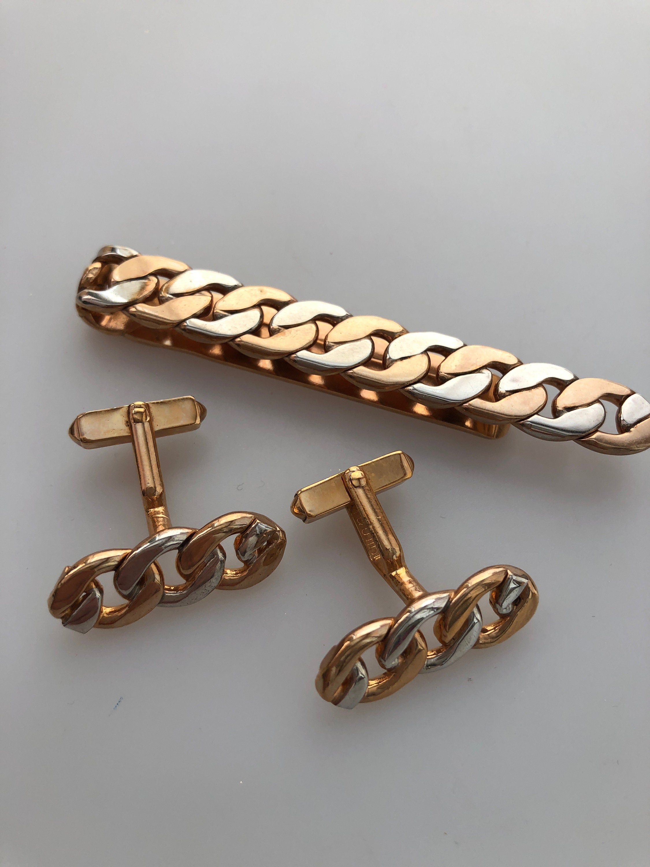 Vintage SWANK Cuff Link SET Tie Bar Cufflinks Silver & Gold - Etsy.de