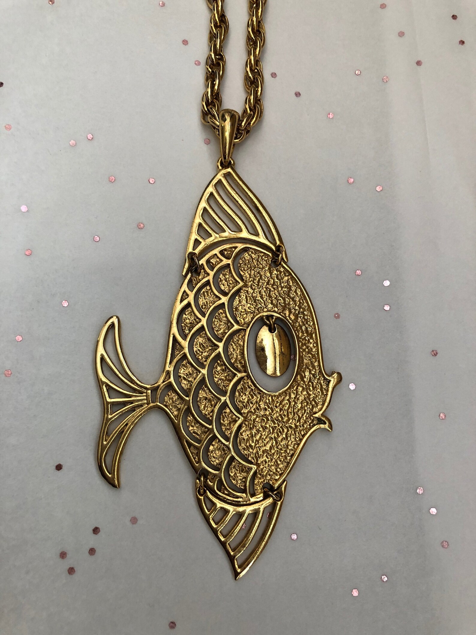1970s Vintage FISH Pendant NECKLACE Novelty Fish Pendant Whimsical ...