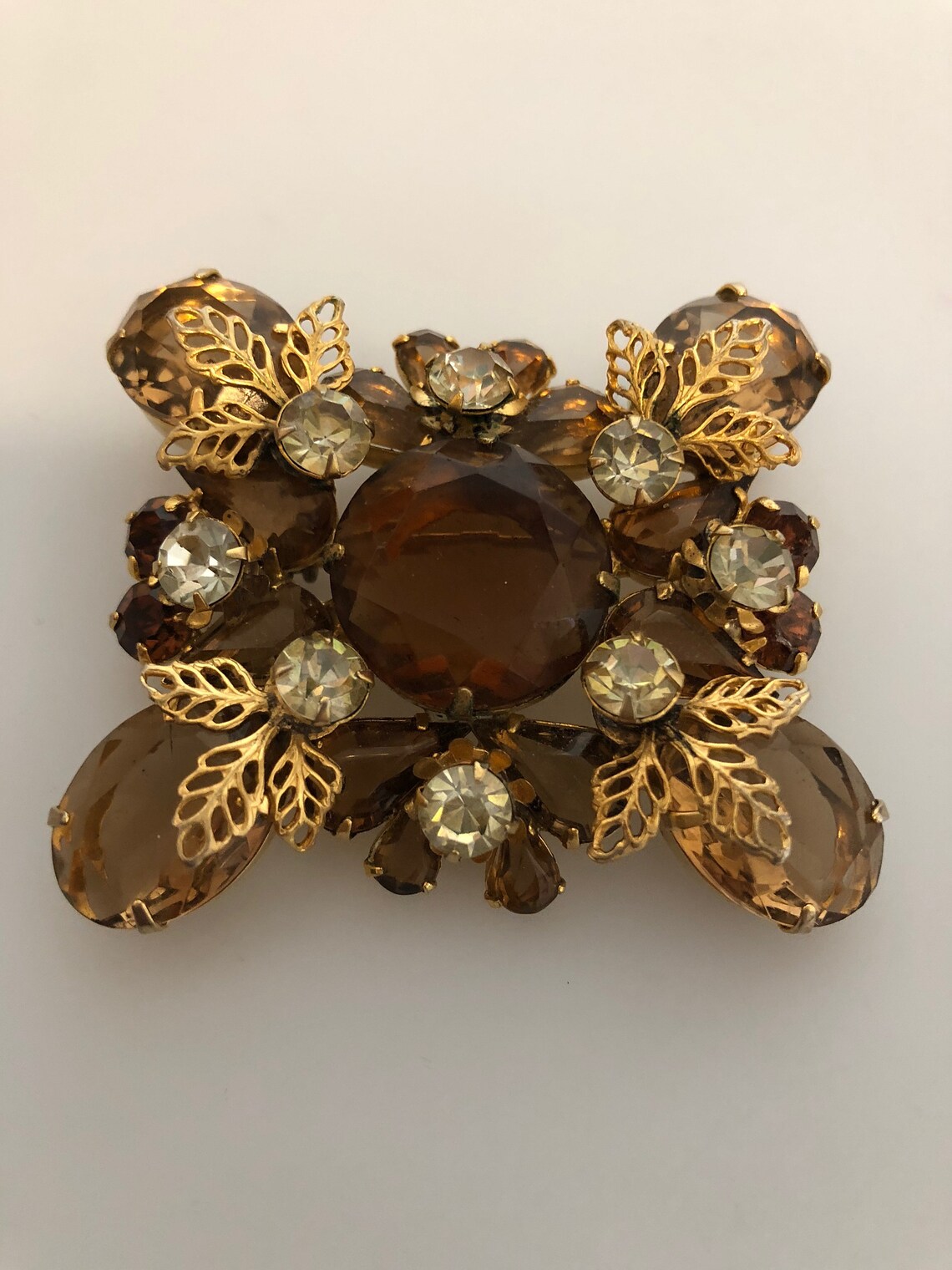 Vintage JULIANA RHINESTONE Brooch Topaz Rhinestones Layered - Etsy