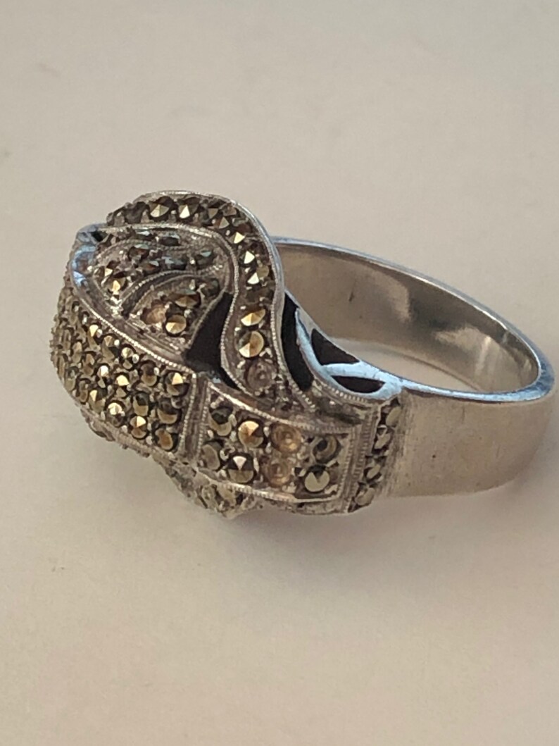 Vintage Silver & MARCASITE Ring European Silver Marked 835 Gorgeous ...