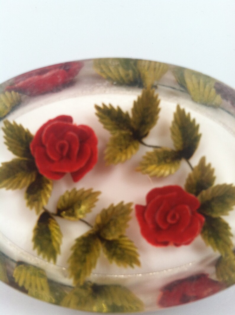 REVERSE Carved LUCITE Brooch Double Rose Pin Vintage Brooch - Etsy