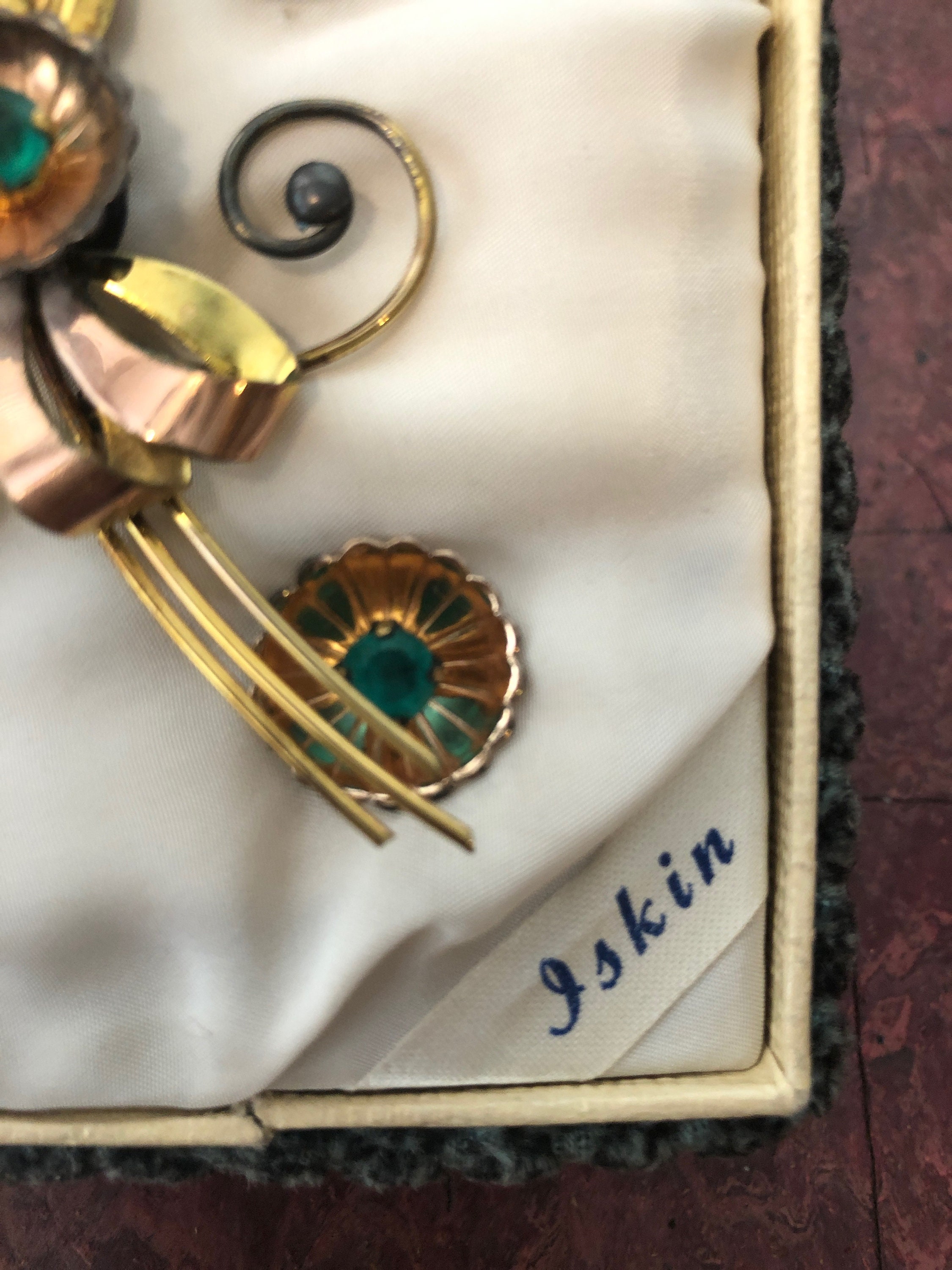 1940s Vintage HARRY ISKIN Brooch and Earring Set in ORIGINAL - Etsy