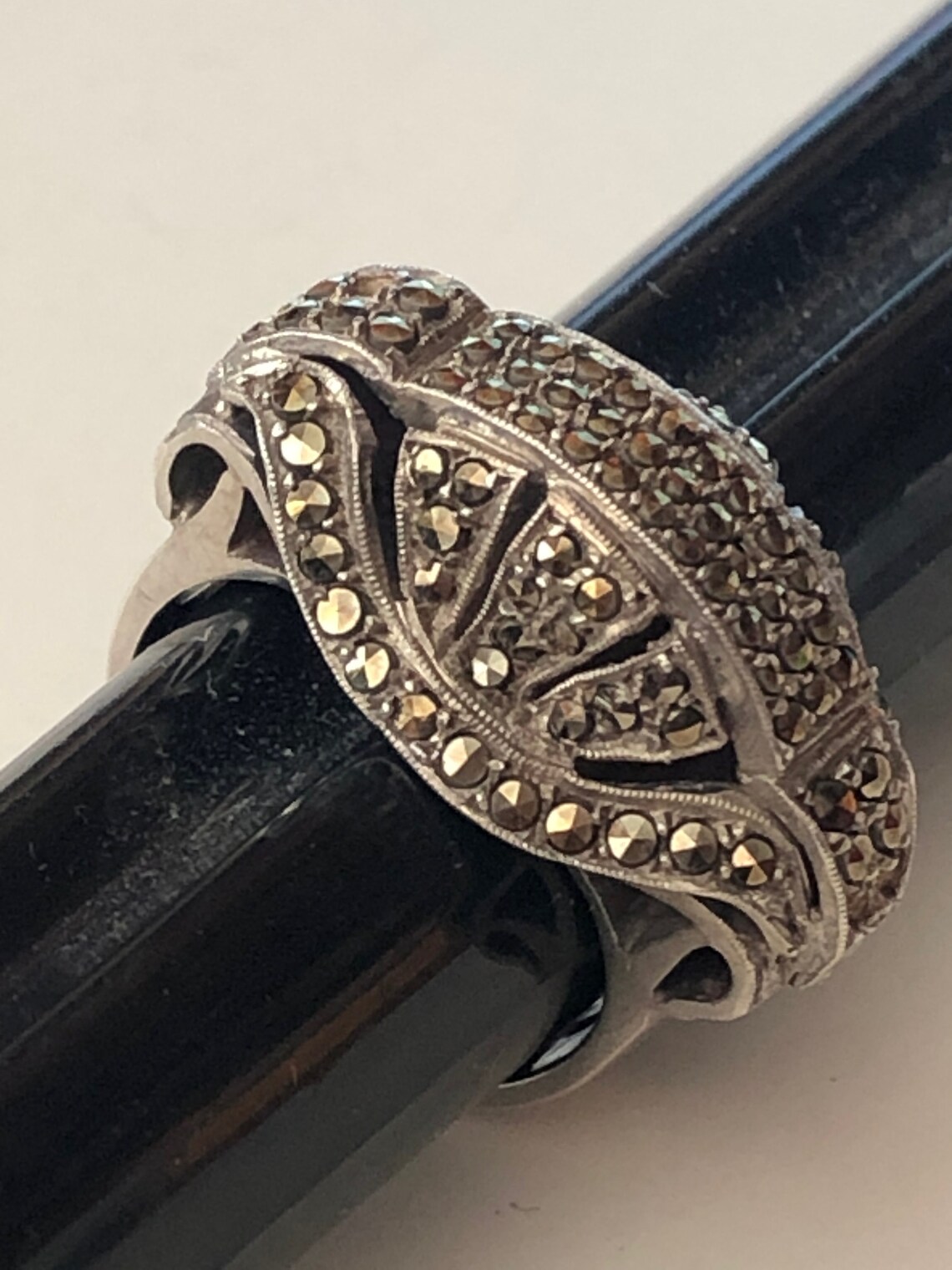 Vintage Silver & MARCASITE Ring European Silver Marked 835 Gorgeous ...
