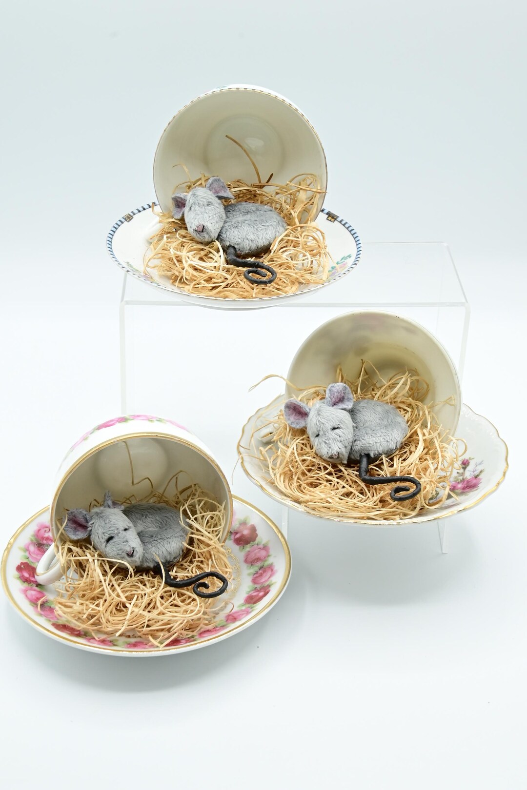 Sleepy Teacup Mouse | Handmade Vintage Vessel Decoration - Etsy Canada