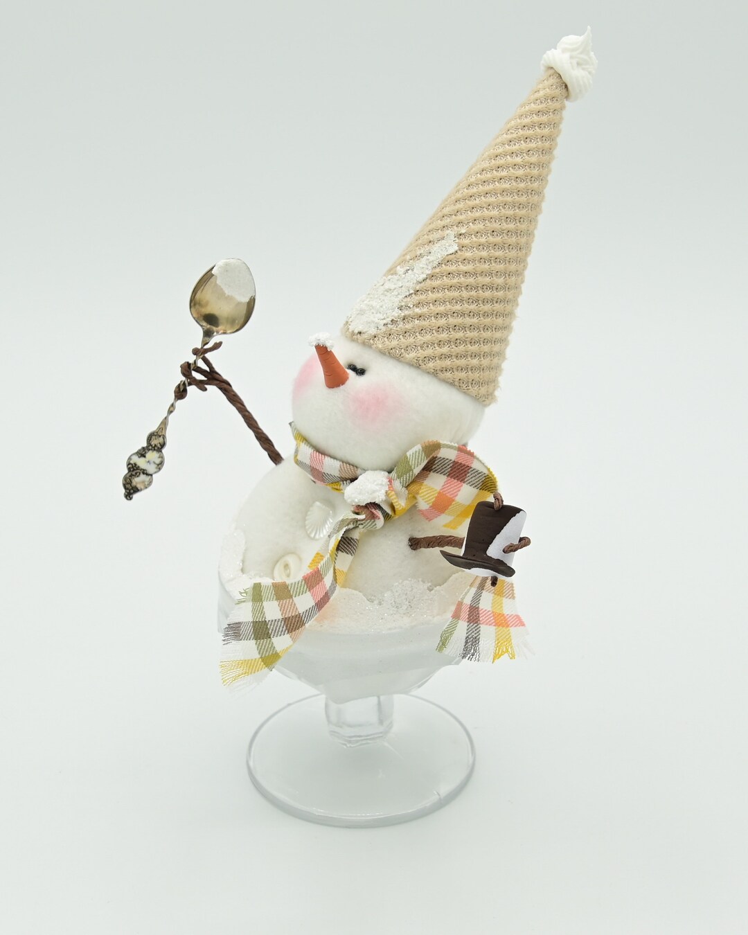 Ice Cream Sundae Snowman Whimsical Snowman OOAK Handmade Snowman ...