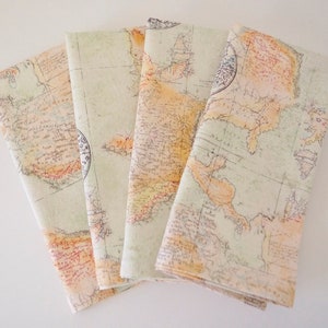 Old World Map Print Cloth Napkins, 100% Cotton Fabric, Reusable Napkins ...