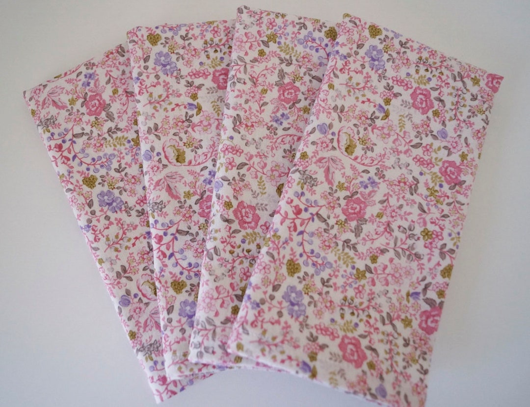 Sweet Pink Flowers Cloth Napkins, Pink Floral Fabric Napkins, Easy Care ...