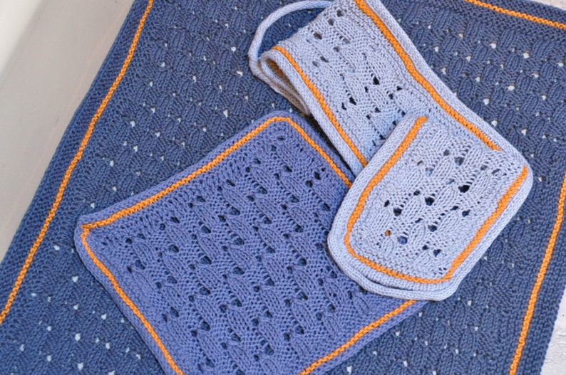 Basketweave Lace Bath Set Knitting Pattern - Instant Download - Etsy