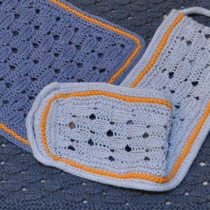 Basketweave Lace Bath Set Knitting Pattern - Instant Download - Etsy