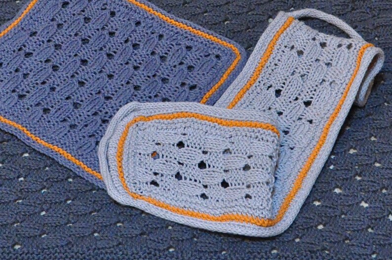 Basketweave Lace Bath Set Knitting Pattern - Instant Download - Etsy