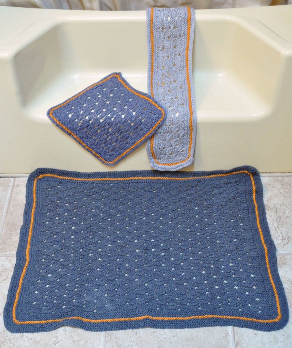 Basketweave Lace Bath Set Knitting Pattern - Instant Download - Etsy