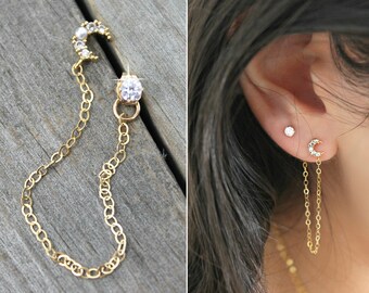 Connected earrings | Etsy