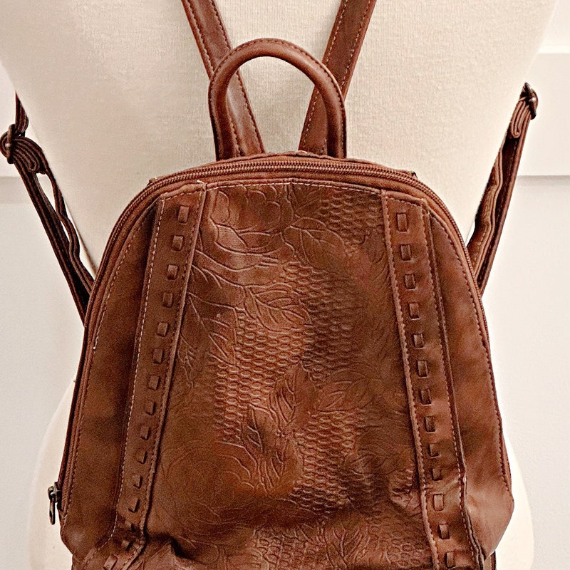 Cognac Leather Backpack - Etsy