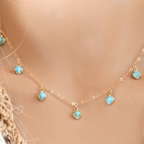 Turquoise Necklace 14K Gold Filled Chain Genuine Turquoise - Etsy Canada