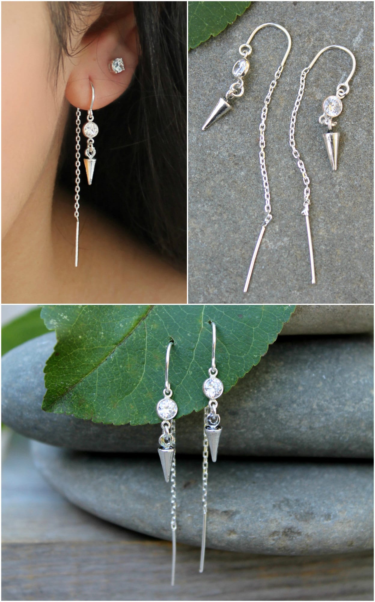Silver Threader Earring 925 Sterling Silver Threaded Thread - Etsy