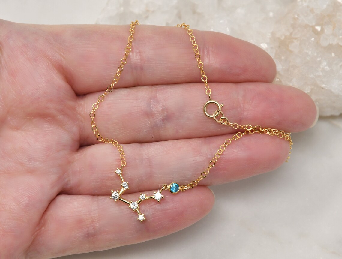 Celestial Constellation Anklet, Birthstones, Cubic Zirconia Diamonds ...