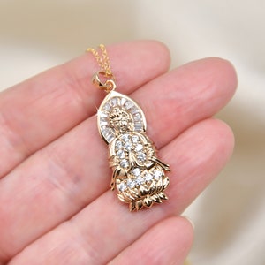 Buddha Necklace, 14K Gold Filled Chain, Cubic Zirconia Diamonds ...