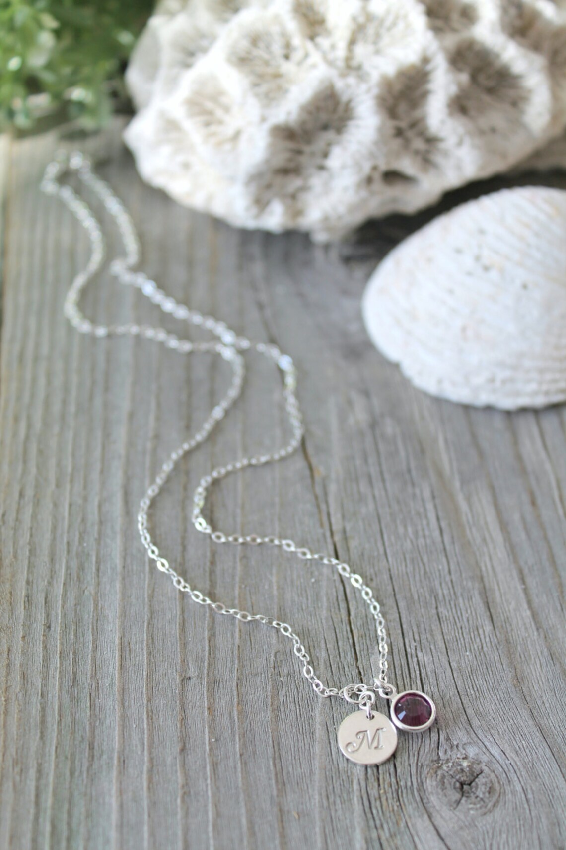 Personalized Sterling Silver Necklace With Custom Stamped Initial Disc ...