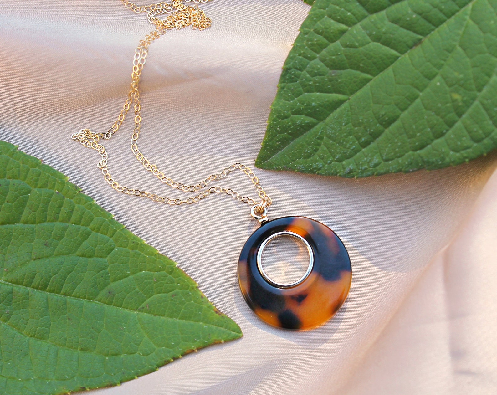 Tortoise Necklace 14K Gold Filled Chain Tortoise Shell | Etsy