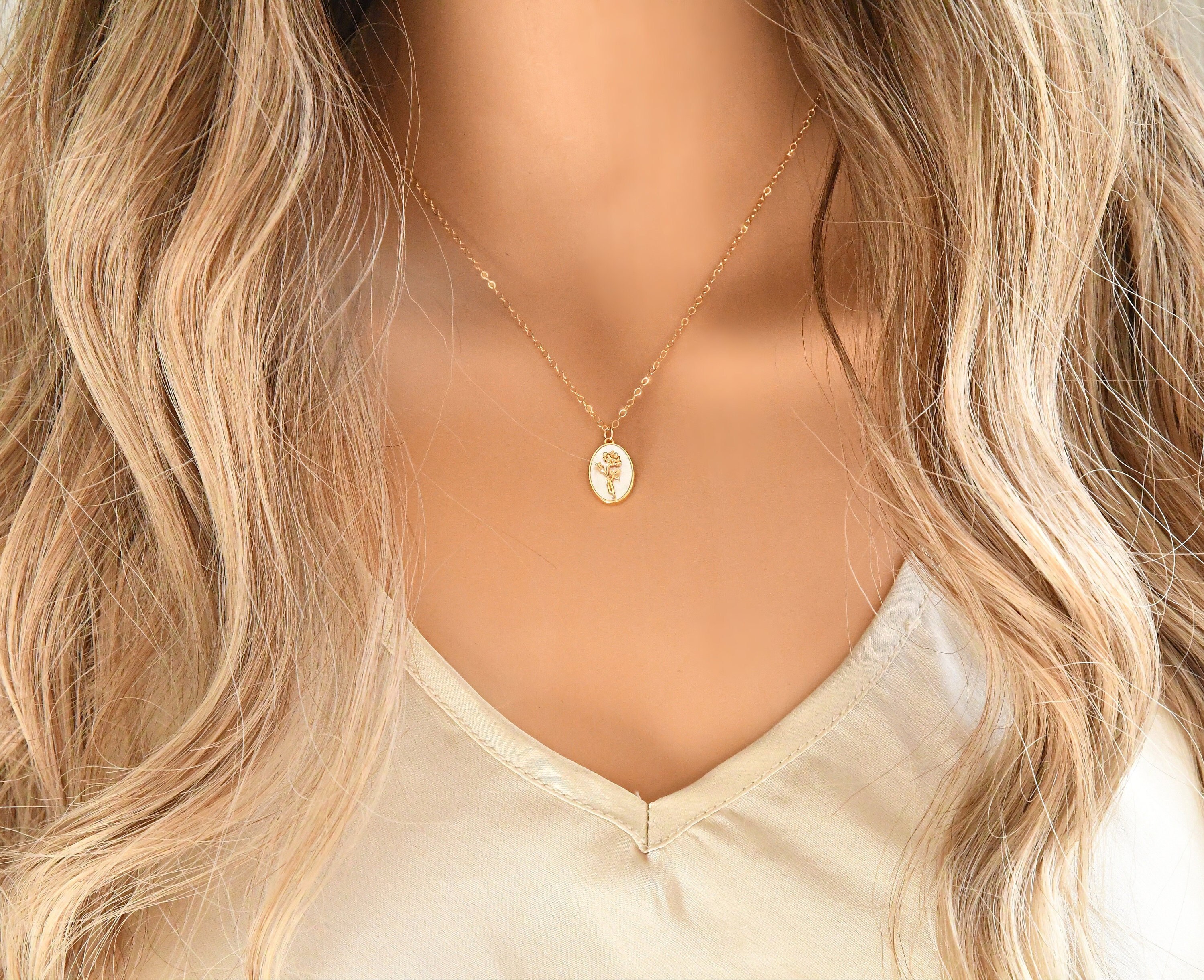 Birth Month Flower Necklace 14k Gold Filled Chain Mother of | Etsy