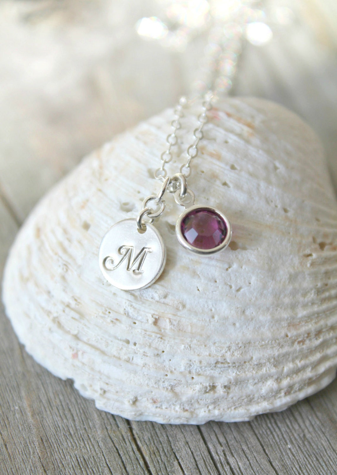 Personalized Sterling Silver Necklace With Custom Stamped Initial Disc ...